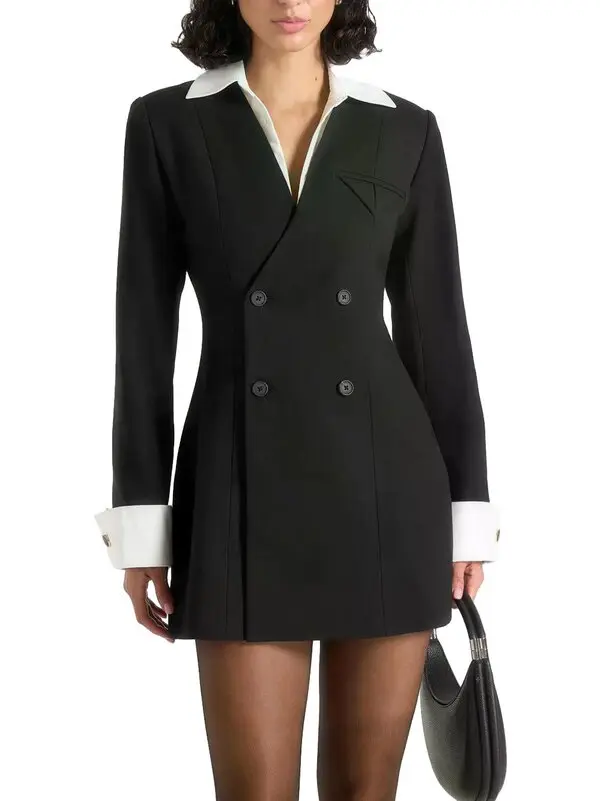 Manière De Voir Winifred Shirt Detail Tailored Blazer Mini Dress - Black