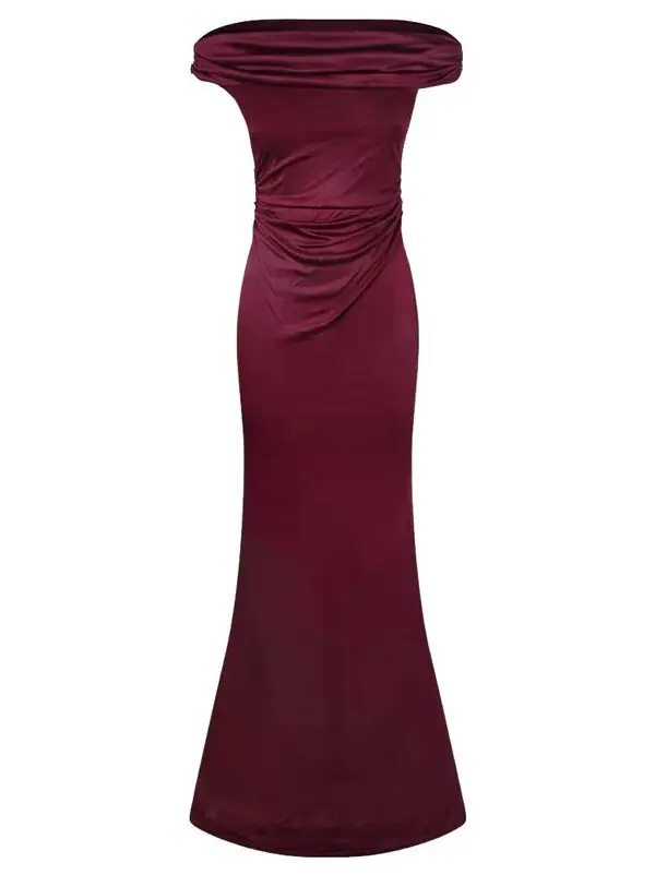 DANAME Off-shoulder Ruched Maxi Dress - Red
