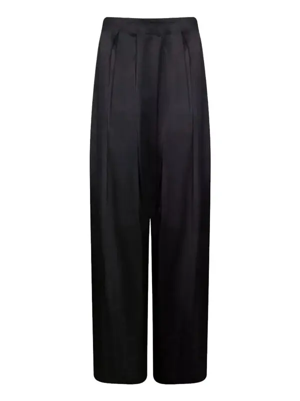 DANAME Pleated Satin-finish Trousers - Black