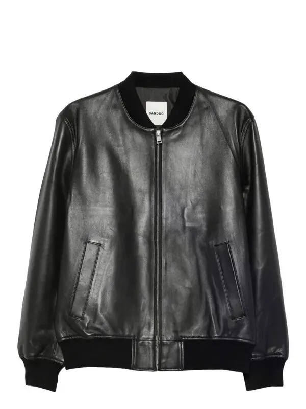 Sandro Zip-up Leather Jacket - Black