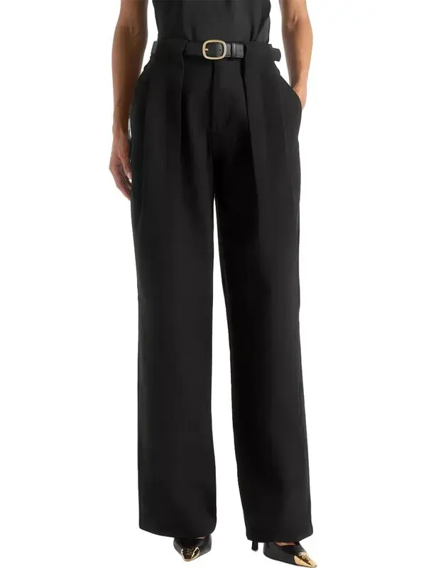 Manière De Voir Jodie Belted Box-pleat Trousers - Black