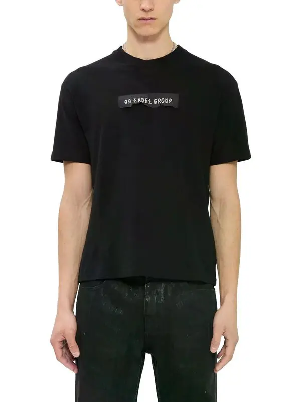 44 LABEL GROUP Burnt Label Logo-patch Graphic-print T-shirt - Black