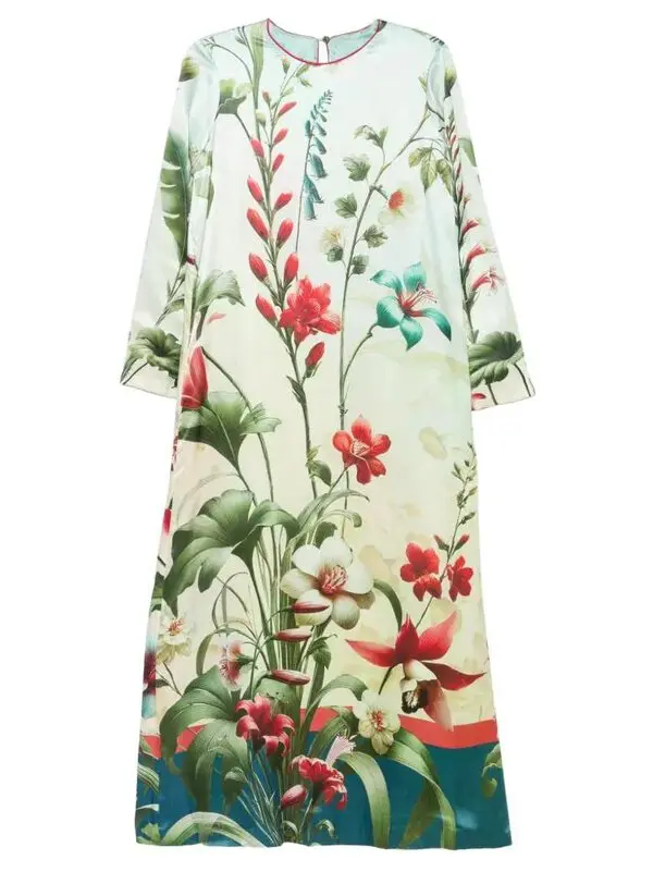 F.R.S FOR RESTLESS SLEEPERS Floral-print Long-sleeve Maxi Dress - Neutrals