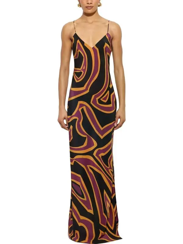 Emilio Pucci Labirinto-print Crêpe De Chine Maxi Dress - Red
