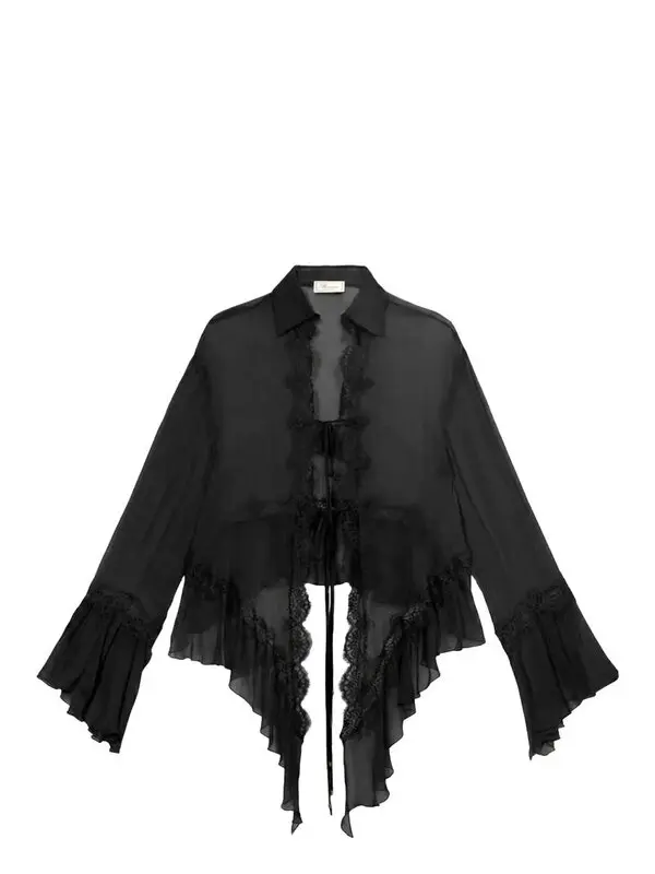 Blumarine Lace-trim Ruffled Shirt - Black
