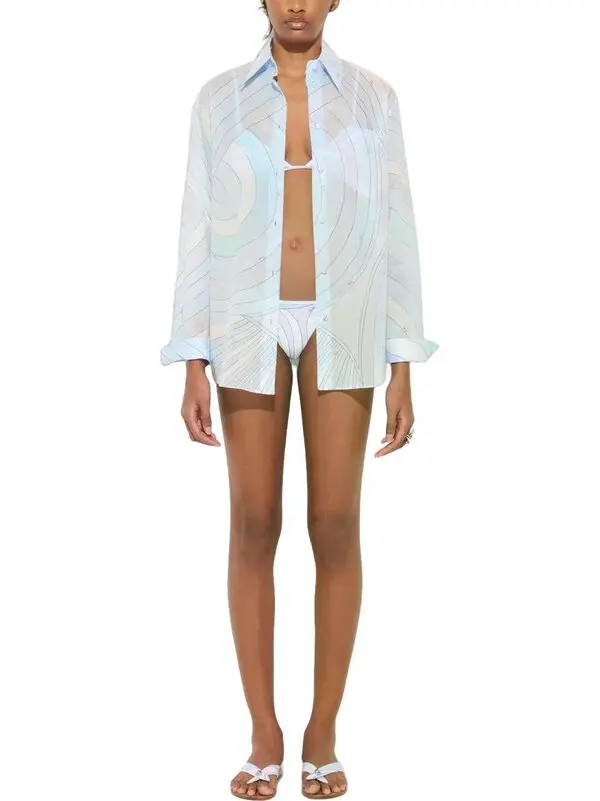 Emilio Pucci Iride Print Muslin Shirt - Blue