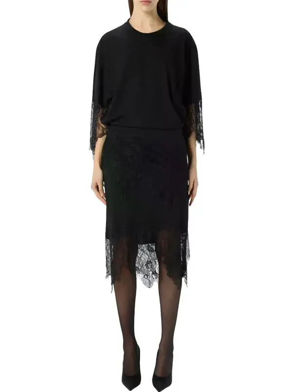 Blumarine Lace-detail Jersey Midi Dress - Black
