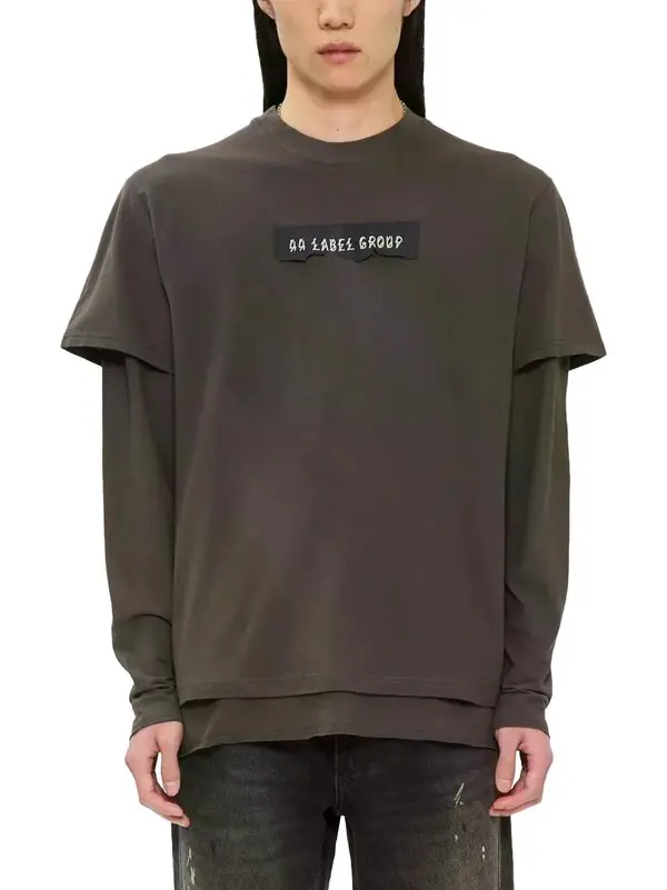 44 LABEL GROUP Logo-patch Layered-effect T-shirt - Grey