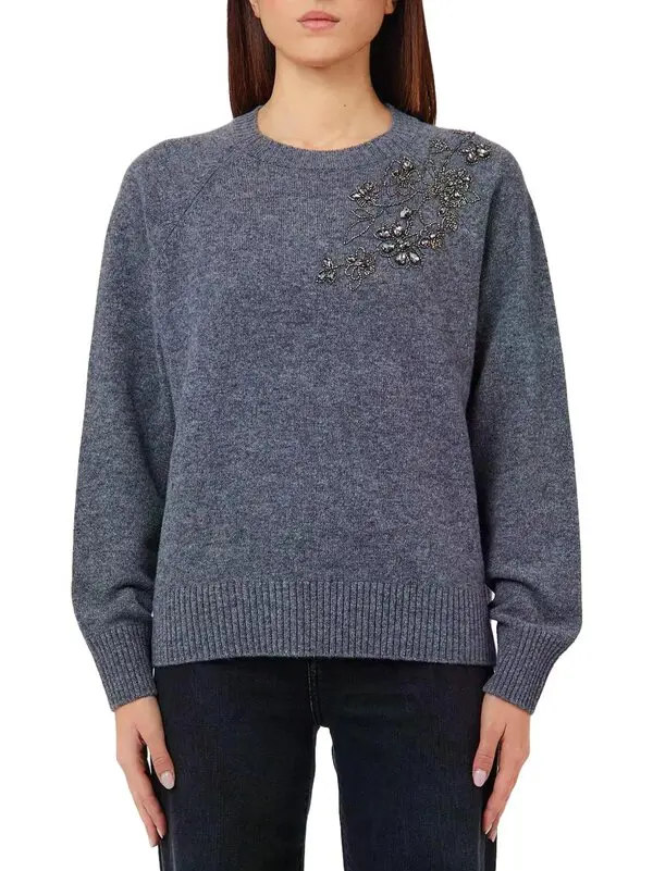 Liu Jo Bead-embellished Wool Sweater - Grey