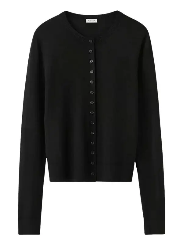 Almada Label Button-up Knitted Cardigan - Black