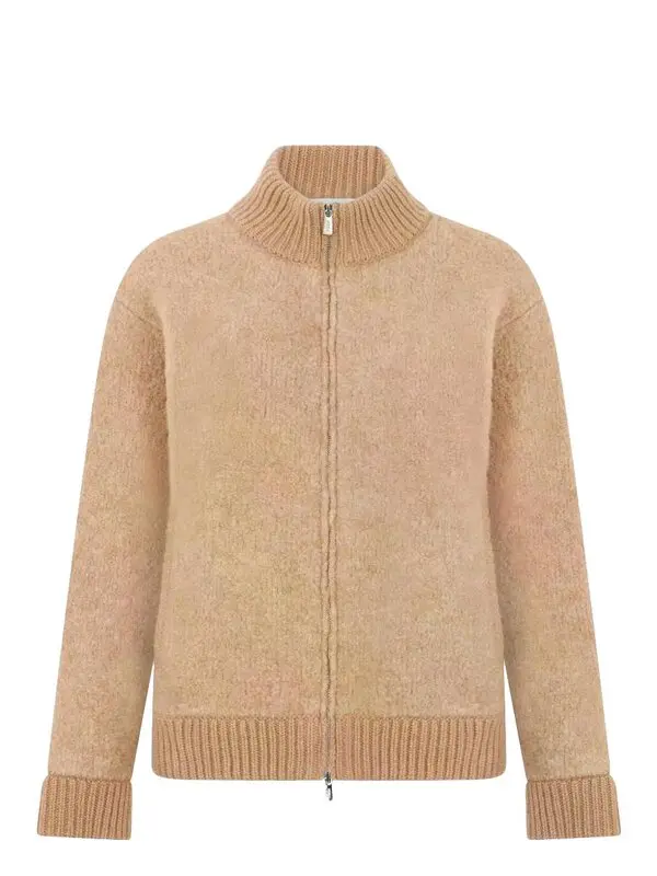 Fedeli Zip-up High-neck Cardigan - Neutrals