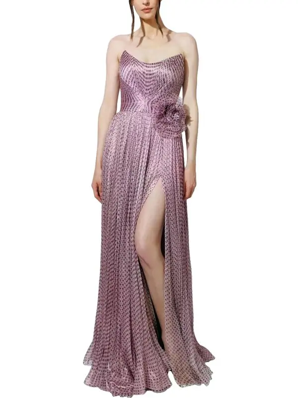 IRIS SERBAN Polka-dot Pleated Maxi Dress - Pink