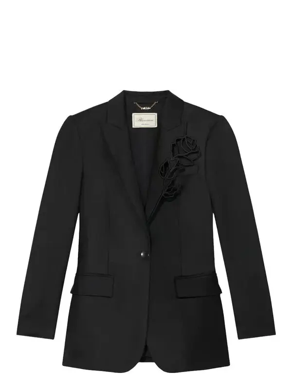 Blumarine Rose-embroidered Tailored Jacket - Black