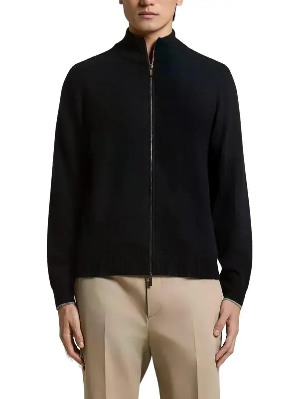 Peserico Zip-up High-neck Sweater - Black