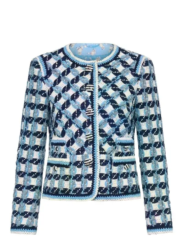 MAISON COMMON Striped Tweed Jacket - Blue