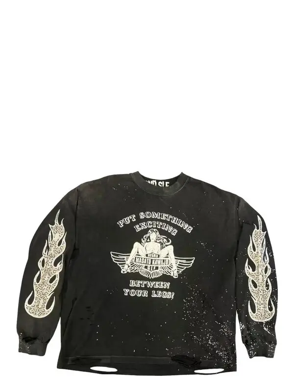 SECND SLF Masato Kawajo Distressed Long-sleeve T-shirt - Black