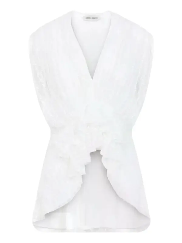 Alberta Ferretti Ruffled V-neck Blouse - White