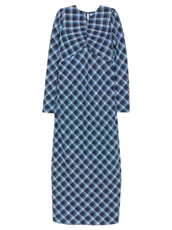 DÔEN Begonia Plaid-print Maxi Dress - Blue