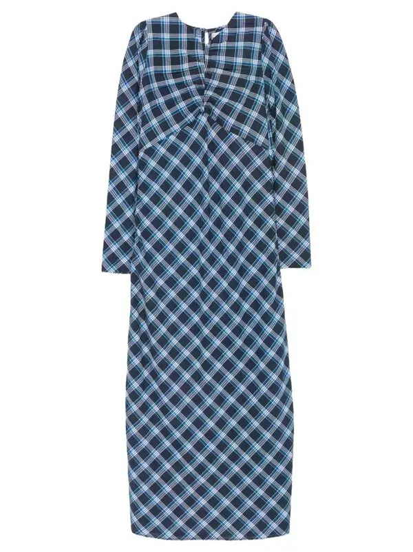 DÔEN Begonia Plaid-print Maxi Dress - Blue