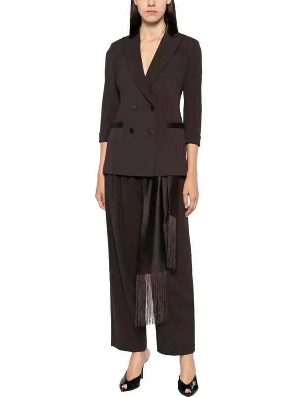 Imperial Double-breasted Three-quarter Sleeve Blazer - Brown
