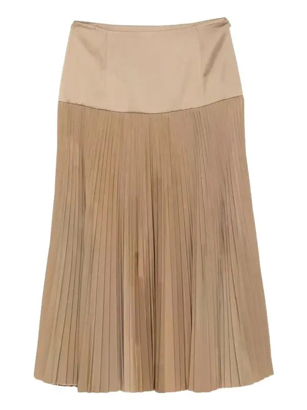 Imperial Pleated Panelled Midi Skirt - Neutrals