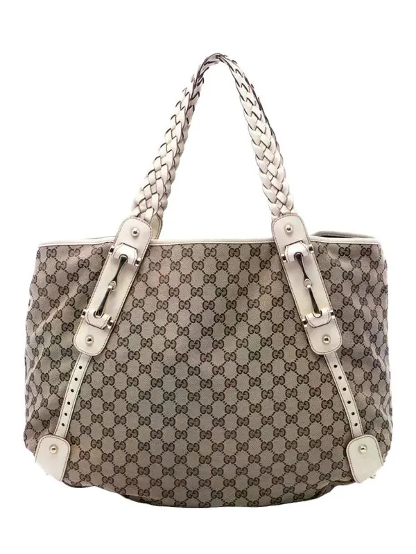 Gucci 2000-2015 Gg Canvas Horsebit Pelham Shoulder Bag - White