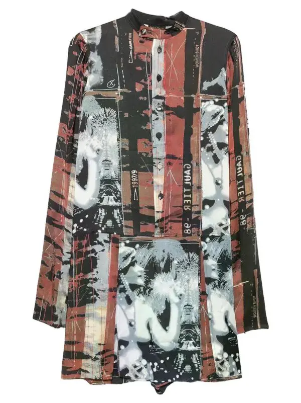 JEAN PAUL GAULTIER 1990s Graphic-print Mini Dress - Black