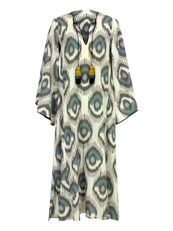 PUNICANA Tassel-embellished Ikat-print Maxi Dress - Neutrals