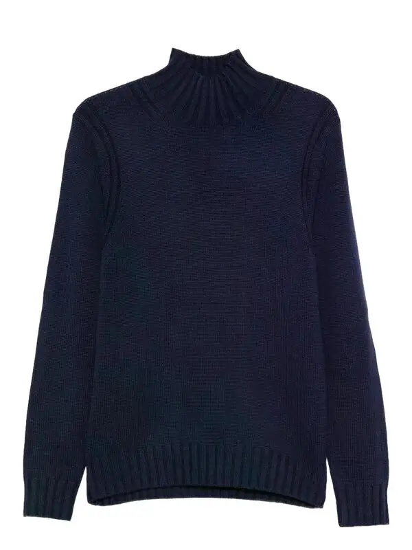 BALLANTYNE Ribbed-knit High-neck Sweater - Blue