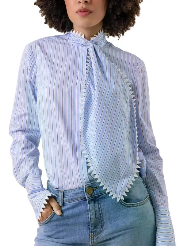 MAISON COMMON Striped Poodle-print Blouse - Blue