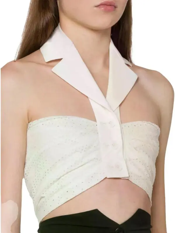 Philosophy Di Lorenzo Serafini Die-cut Draped Crop Top - White