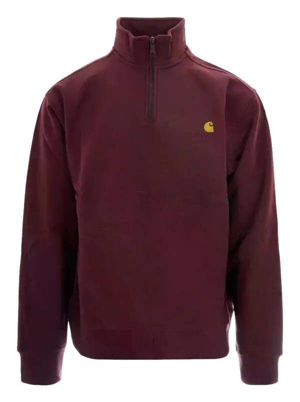 Carhartt Work In Progress Quarter-zip Logo-embroidered Sweater - Red