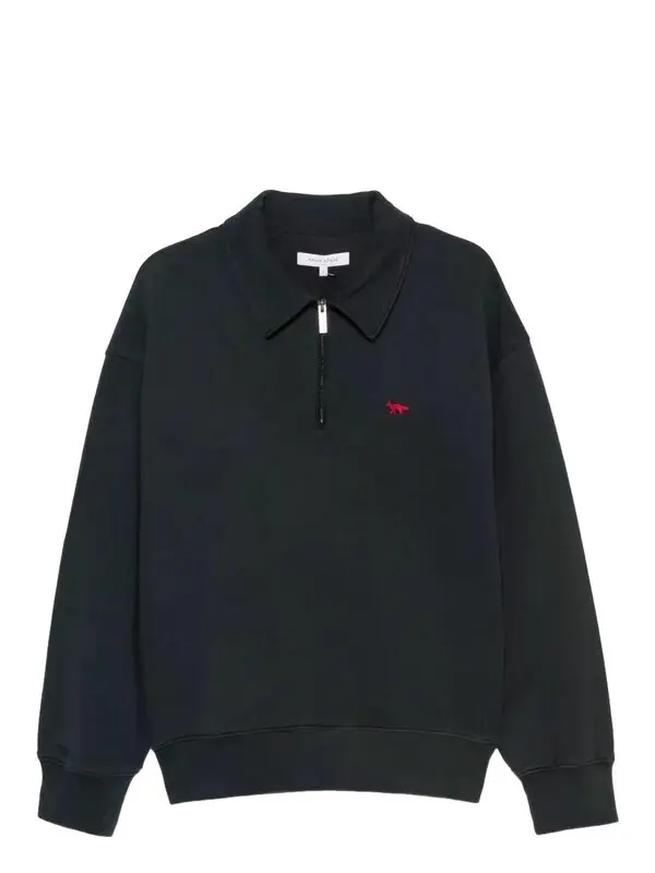 Maison Kitsuné Fox-patch Half-zip Sweater - Blue