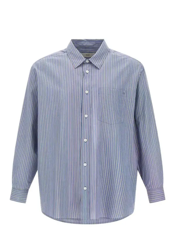 DUNST Striped Long-sleeve Shirt - Blue