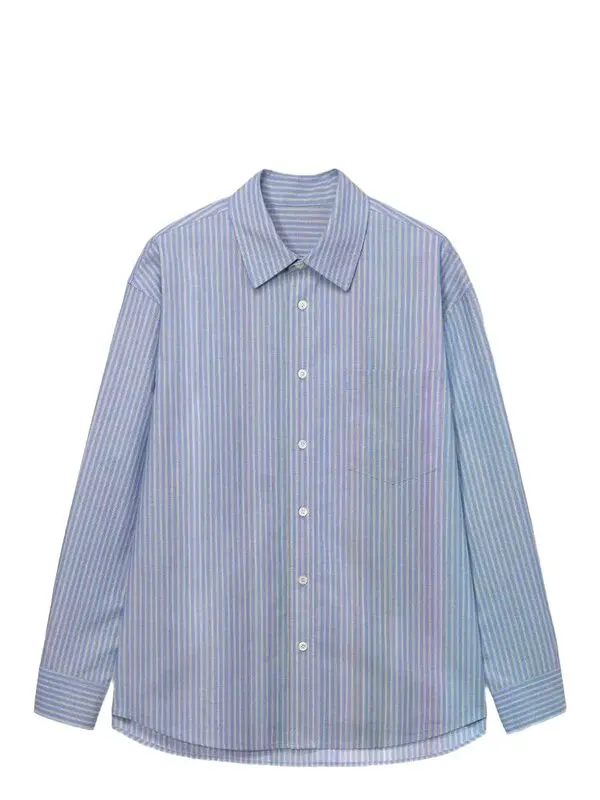 DUNST Striped Long-sleeve Shirt - Blue