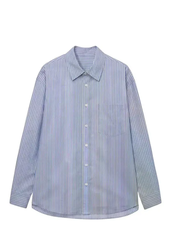 DUNST Striped Long-sleeve Shirt - Blue