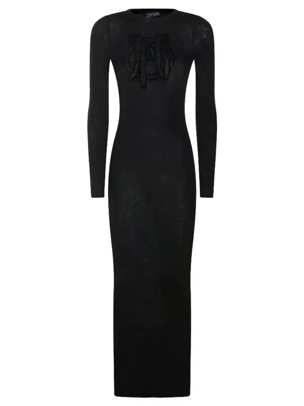 JEAN PAUL GAULTIER Logo-appliqué Mesh Maxi Dress - Black