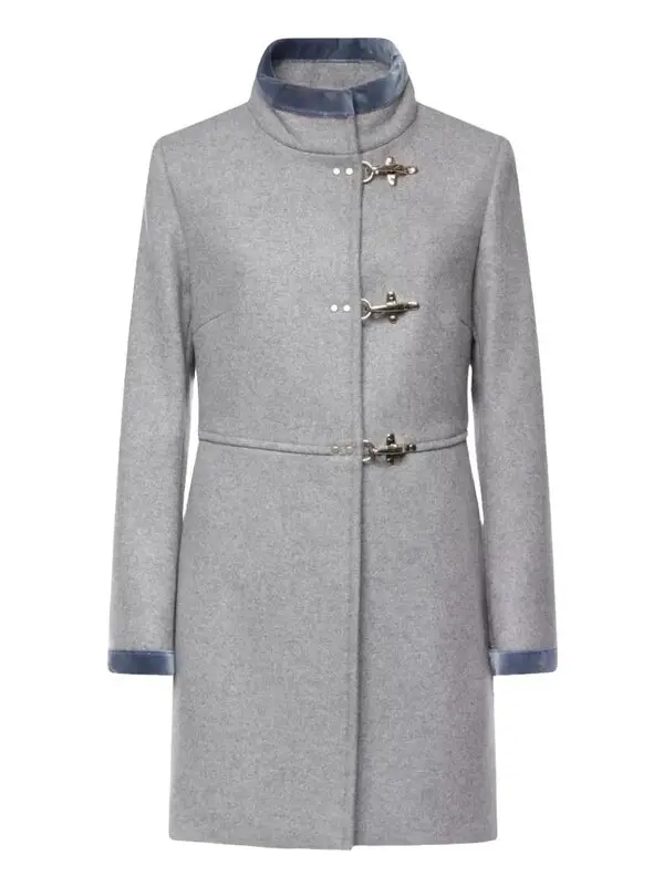 FAY Virginia Hook-fastening High-neck Coat - Grey