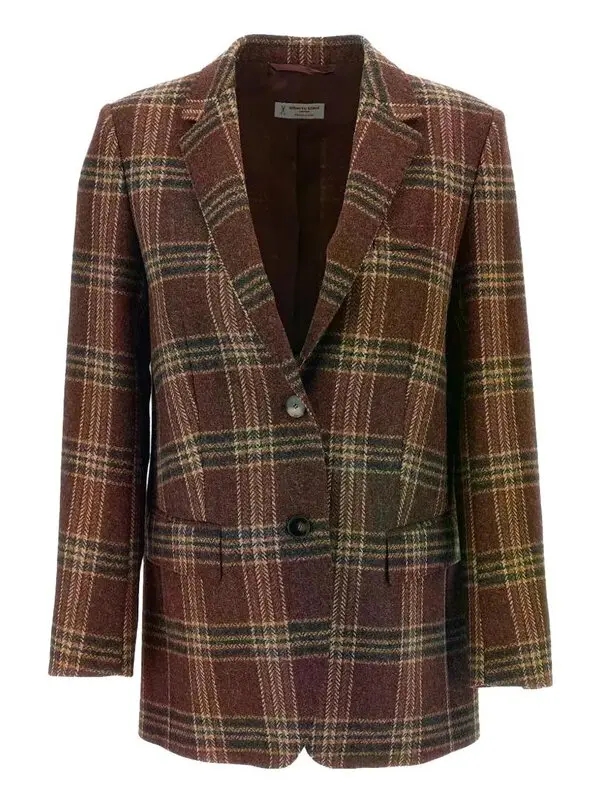 Alberto Biani Check-pattern Wool Blazer - Brown