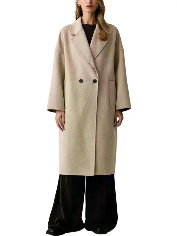VICOLO Double-breasted Notched-lapel Coat - Neutrals