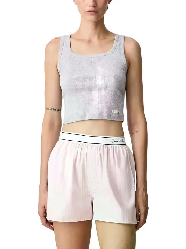 Sporty & Rich Ribbed Cropped Tank Top - Grey
