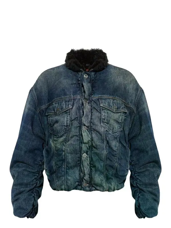 DIESEL® D-curly-fsj1 Faded-effect Ruched-detail Jacket - Blue