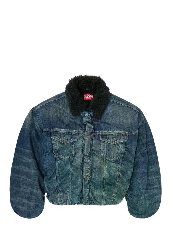 DIESEL® Teddy-lined Trucker Jacket In Denim - Blue