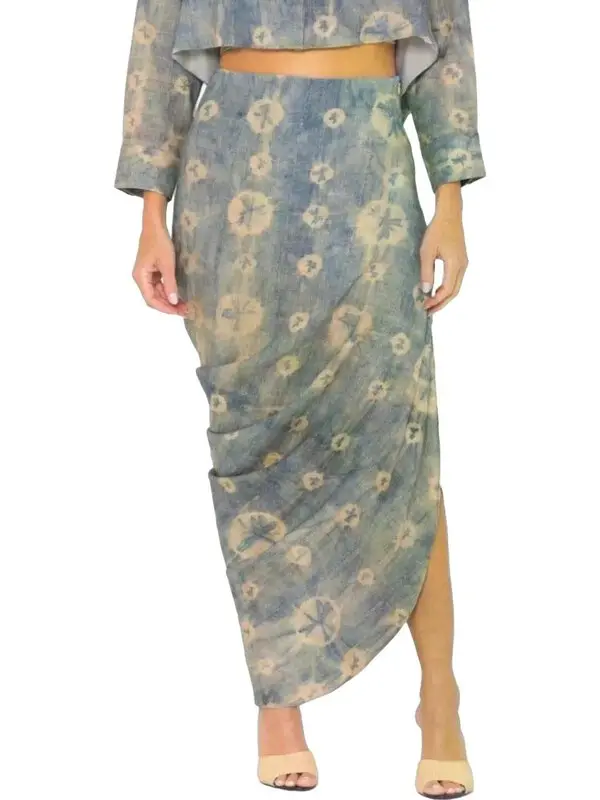JBQ Noor Shibori-print Asymmetrical Skirt - Blue