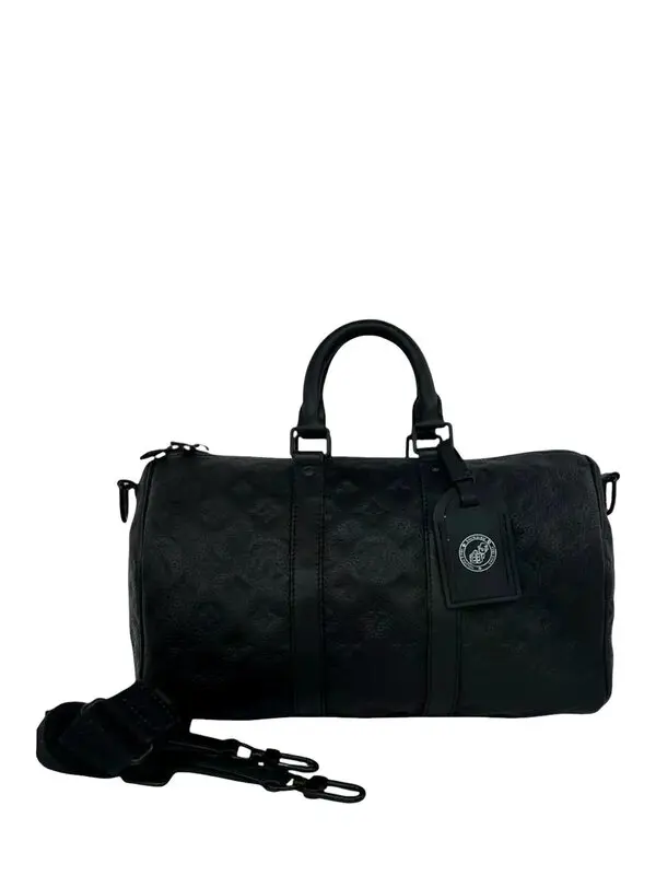 LOUIS VUITTON 2021-2026 Monogram Taurillon Keepall Bandouliere 35 Satchel - Black