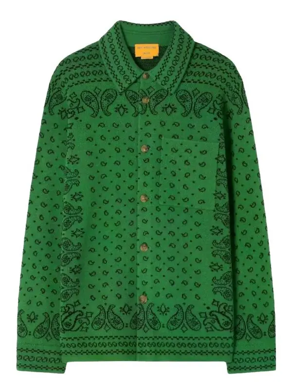 Guest In Residence Wild Rag Paisley-print Knitted Shirt Jacket - Green