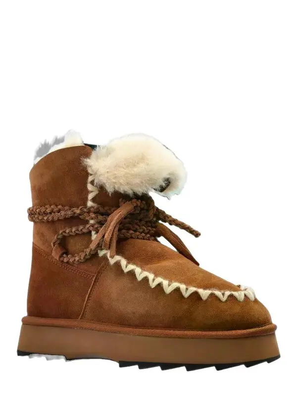 EMU AUSTRALIA Elise Whipstitch Shearling-trim Boots - Brown