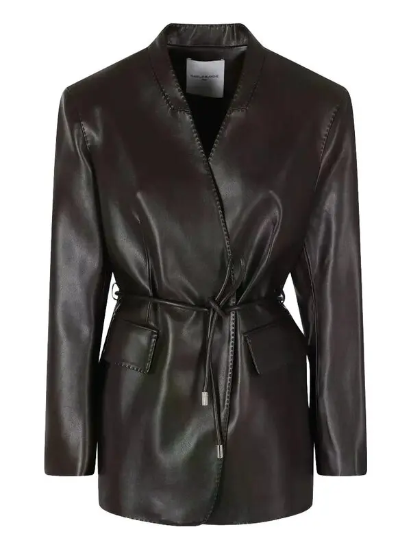 ISABELLE BLANCHE Belted Single-breasted Jacket - Brown