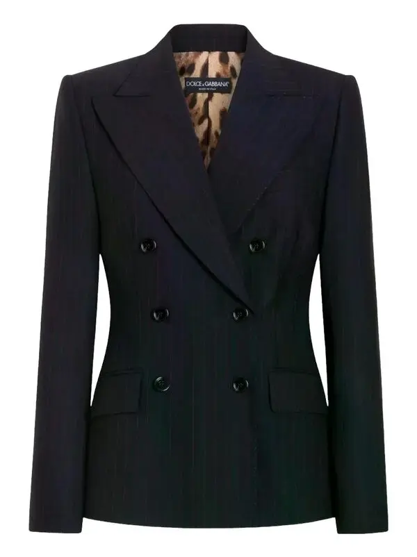 Dolce & Gabbana Turlington Double-breasted Jacket In Pinstripe Wool - Blue