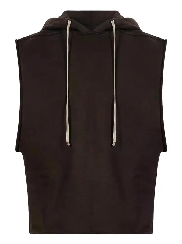 Rick Owens Cropped Sleeveless Hoodie - Brown